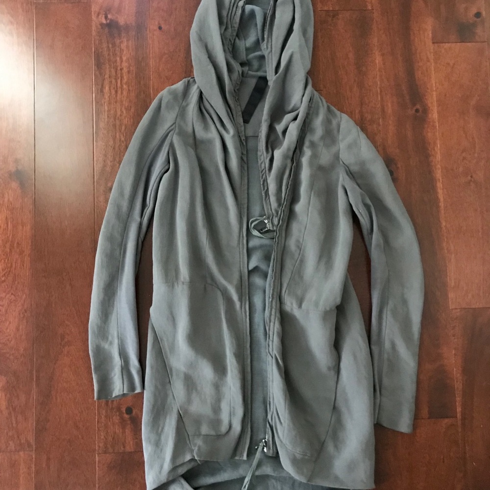 Ilaria Nistri Long Grey Jacket With Oversized Hood - Gem